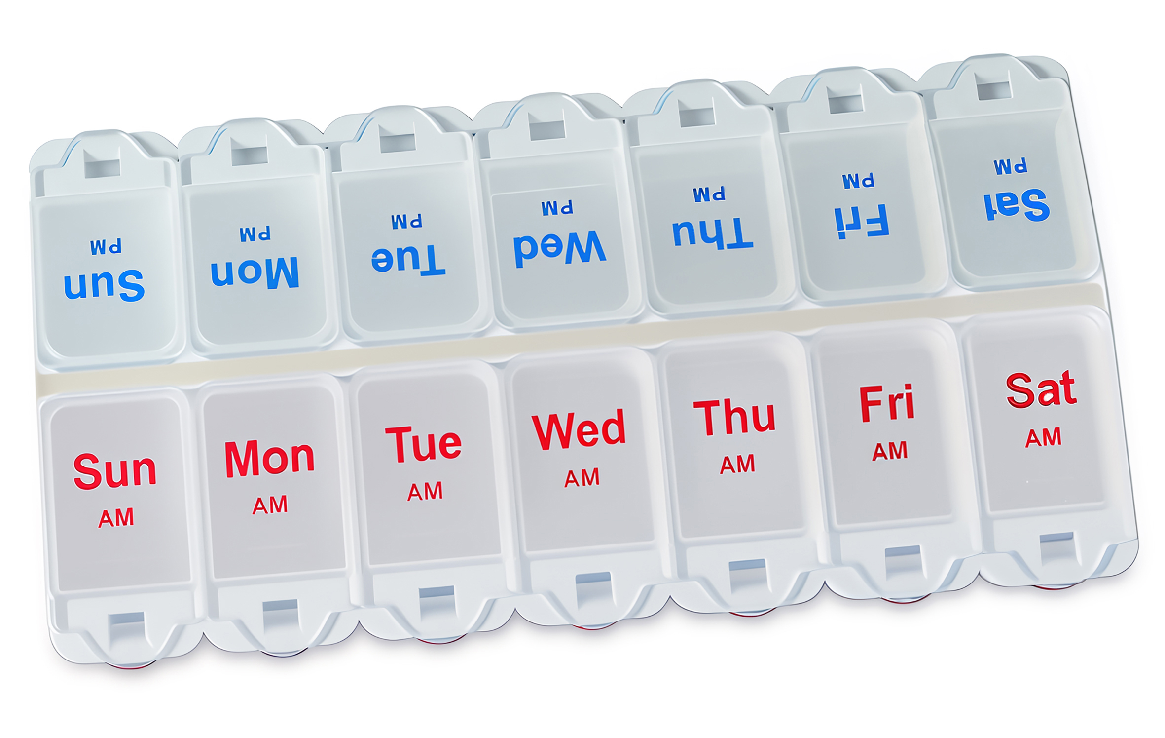 Deluxe AM/PM Weekday Pill Dispenser with Push Button Release - Phoenix ...