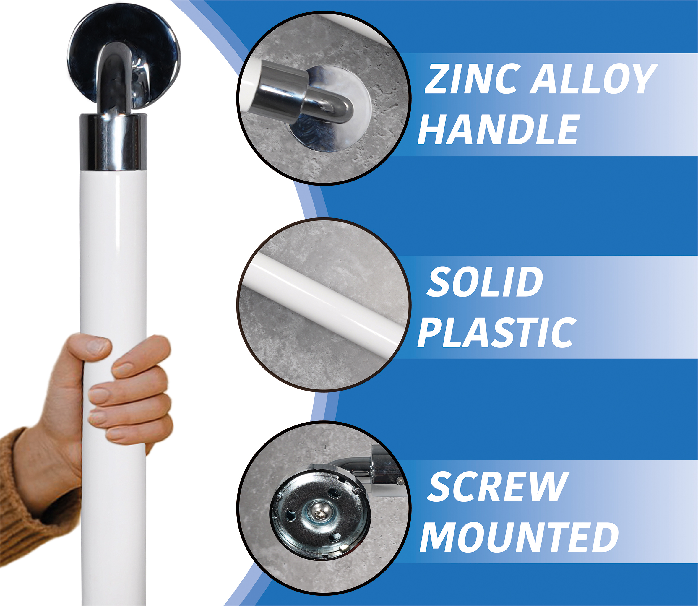 Modern Grab Rail with Beech Wood Handle 400mm - Phoenix Medical Supplies