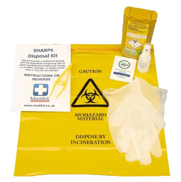 Sharps Disposal Kit c/w Disinfectant Spray - Safe Use - Phoenix Medical ...